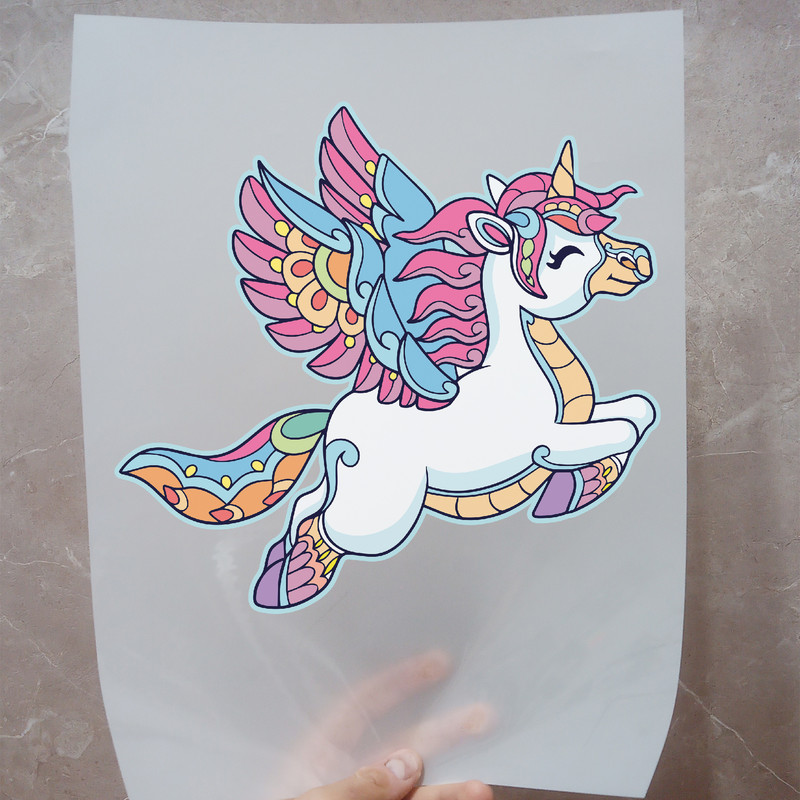 قیمت و خرید استیکر پارچه و لباس مدل dtf طرح یونیکورن کد H15.182 مجموعه 4 عددی