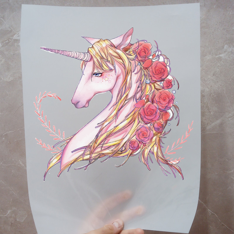 قیمت و خرید استیکر پارچه و لباس مدل dtf طرح یونیکورن کد H20.132 مجموعه 6 عددی