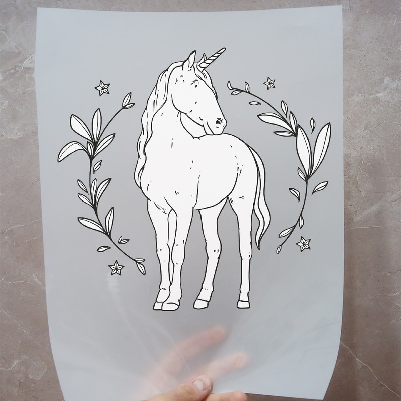 قیمت و خرید استیکر پارچه و لباس مدل dtf طرح یونیکورن کد H15.1093 مجموعه 4 عددی