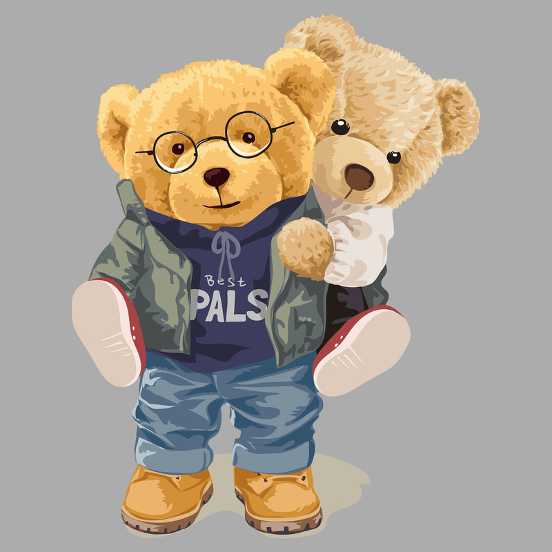 قیمت و خرید استیکر پارچه و لباس مدل dtf طرح تدی کد H15.198 مجموعه 12 عددی