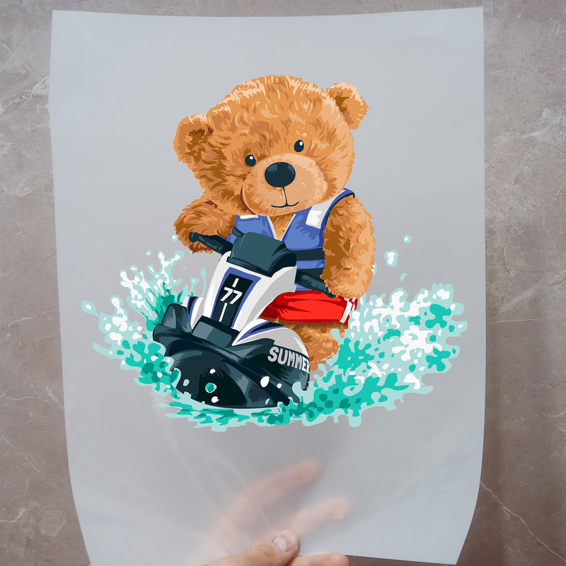 قیمت و خرید استیکر پارچه و لباس مدل dtf طرح تدی کد H30.213 مجموعه 12 عددی