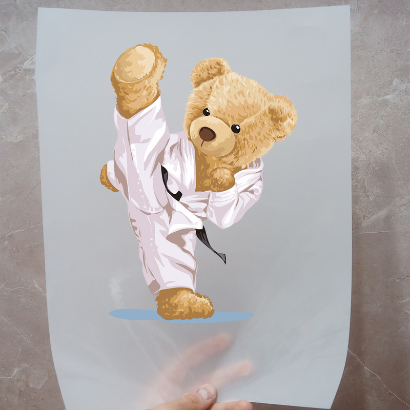 قیمت و خرید استیکر پارچه و لباس مدل dtf طرح تدی کد H15.187 مجموعه 4 عددی