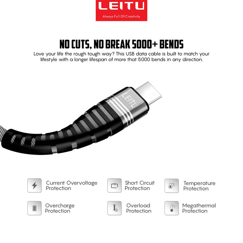 قیمت و خرید کابل تبدیل USB به USB-C لیتو مدل LD-11 طول 1 متر