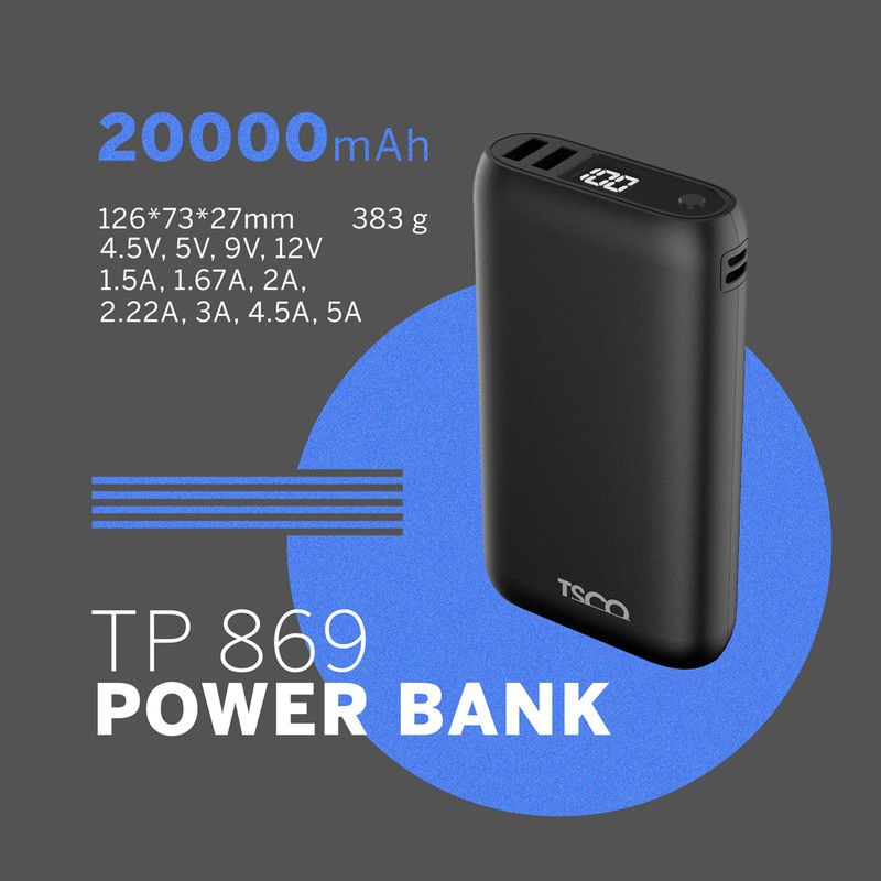 قیمت و خرید پاوربانک 22.5 وات تسکو مدل TP 869 ظرفیت 20000 میلی‌آمپر ساعت