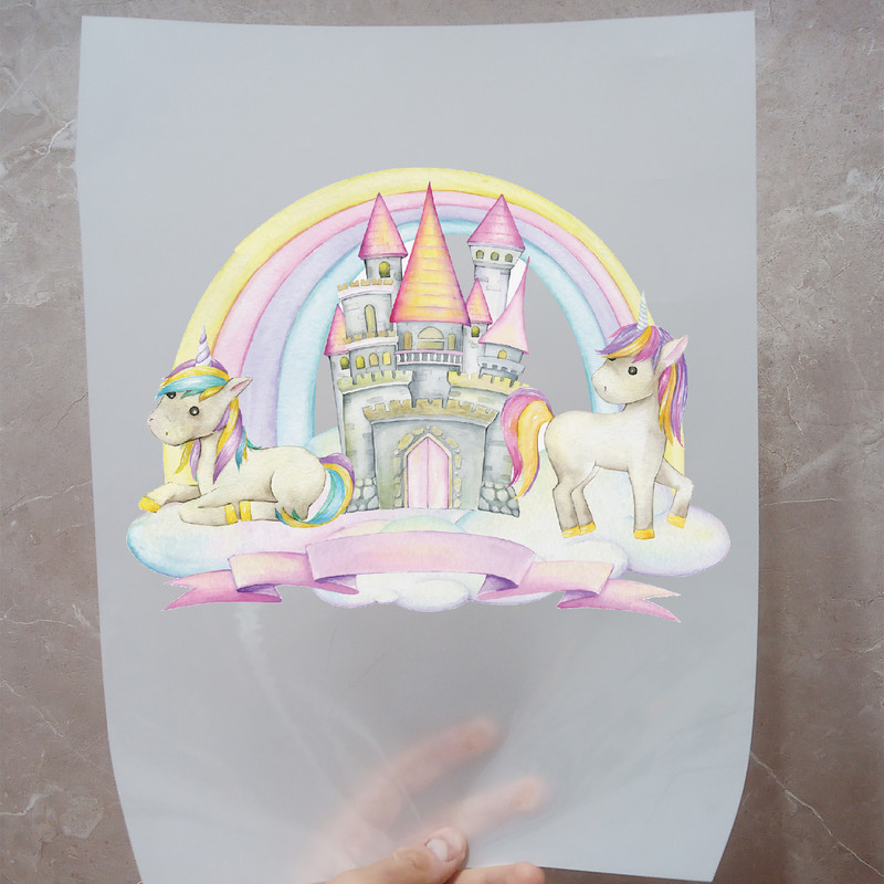 قیمت و خرید استیکر پارچه و لباس مدل dtf طرح یونیکورن کد H15.504 مجموعه 4 عددی