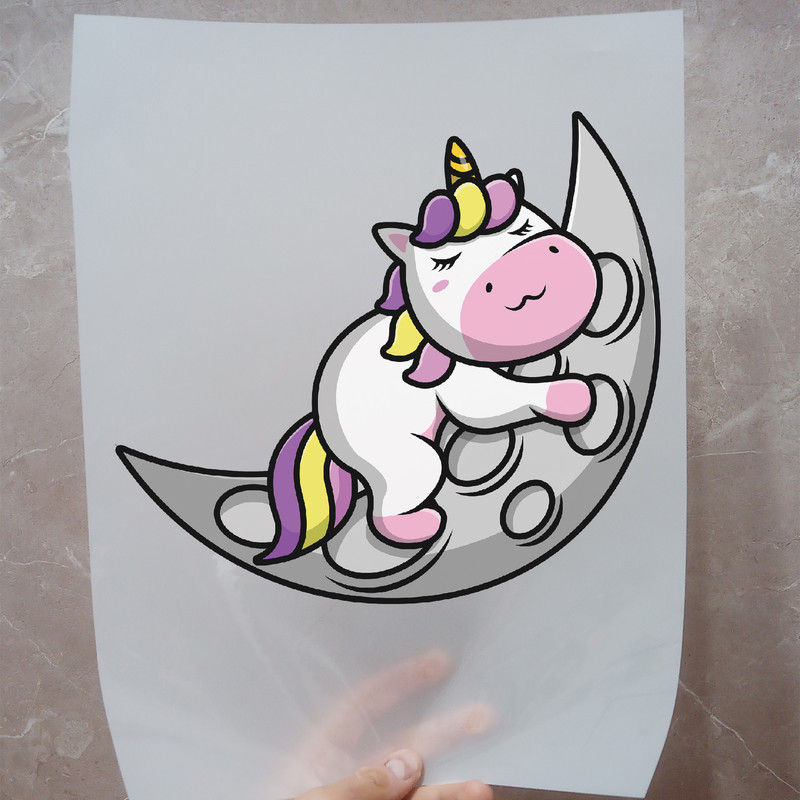 قیمت و خرید استیکر پارچه و لباس مدل dtf طرح یونیکورن کد H15.956 مجموعه 4 عددی