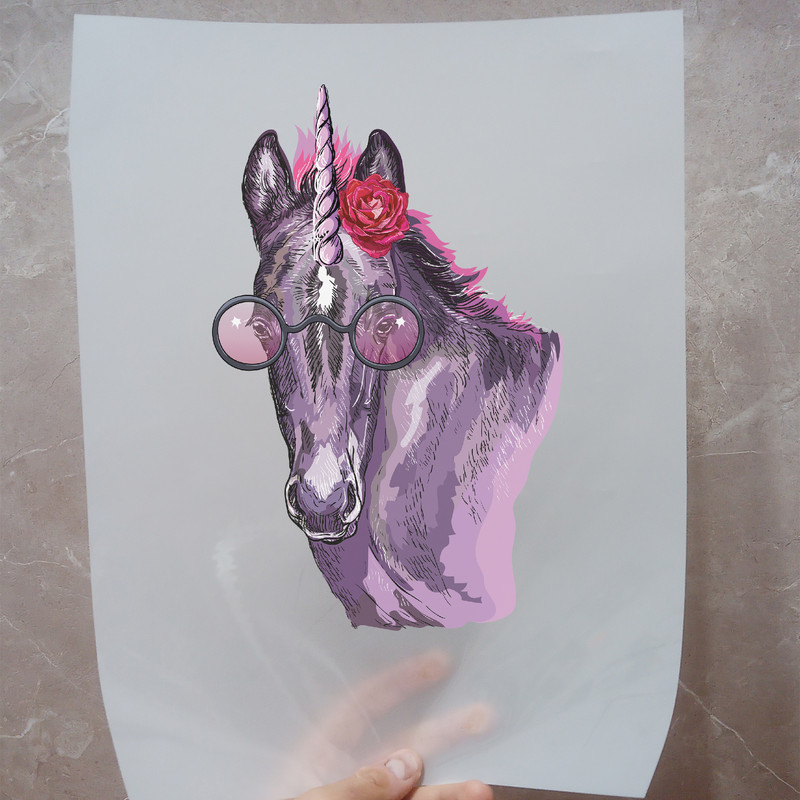 قیمت و خرید استیکر پارچه و لباس مدل dtf طرح یونیکورن کد H15.145 مجموعه 4 عددی