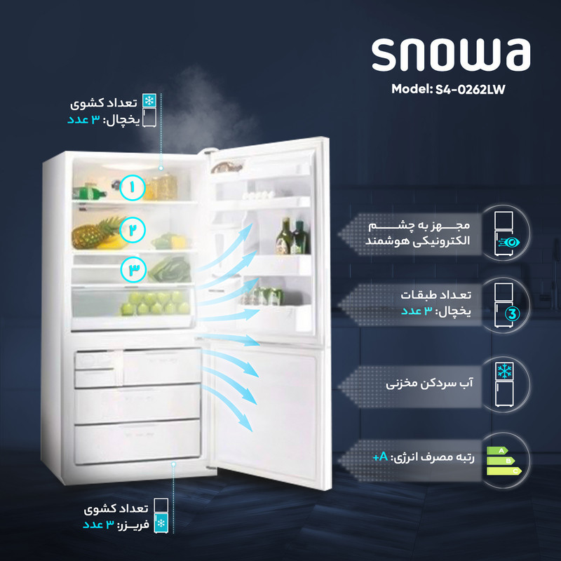قیمت و خرید یخچال و فریزر 26 فوت اسنوا مدل S4-0262LW