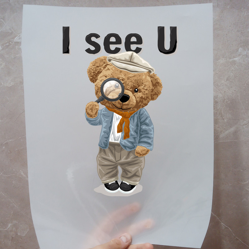 قیمت و خرید استیکر پارچه و لباس مدل dtf طرح تدی کد H30.3 مجموعه 12 عددی