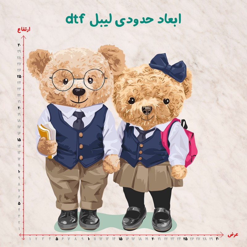 قیمت و خرید استیکر پارچه و لباس مدل dtf طرح تدی کد H30.183 مجموعه 12 عددی