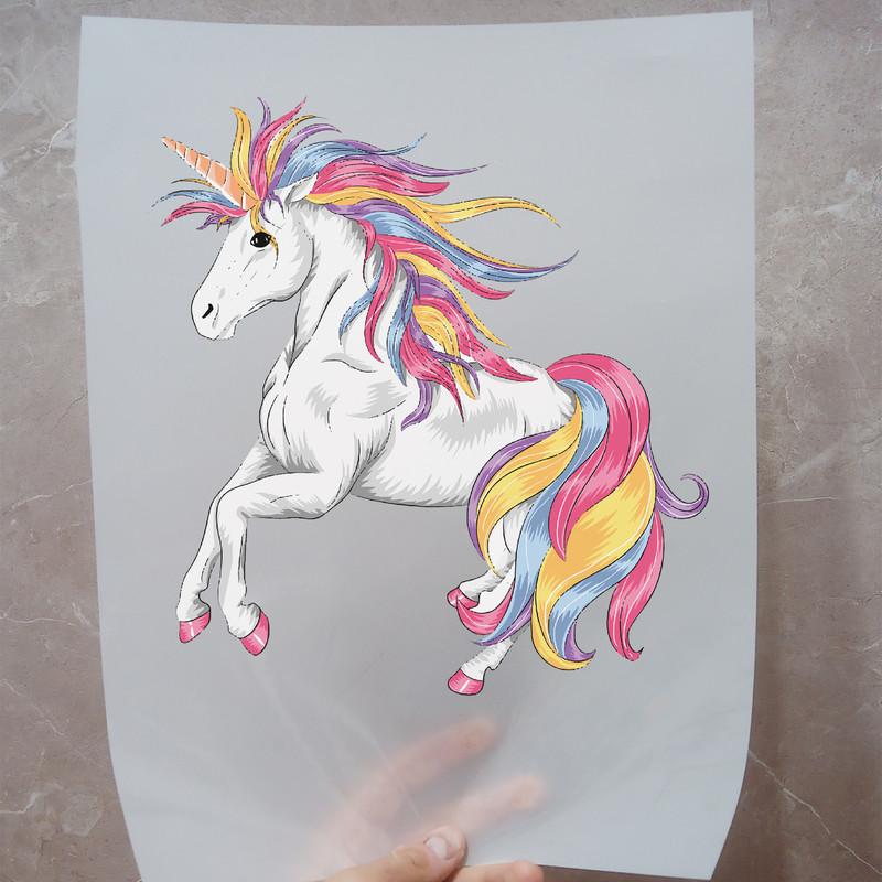 قیمت و خرید استیکر پارچه و لباس مدل dtf طرح یونیکورن کد H15.285 مجموعه 4 عددی