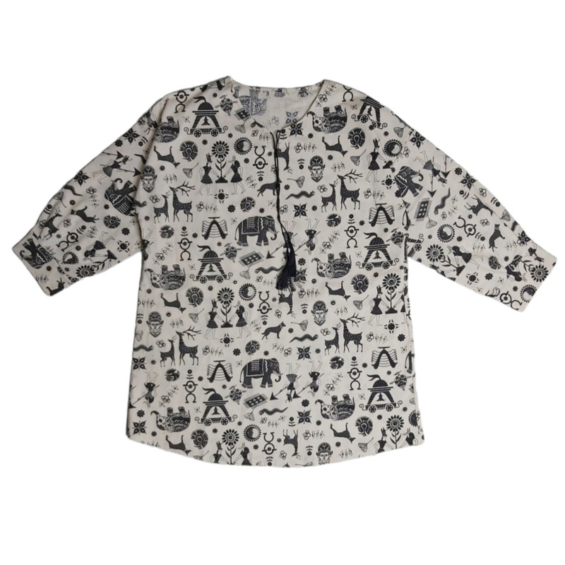 قیمت و خرید مانتو زنانه مدل لینن طرح فیل رنگ مشکی