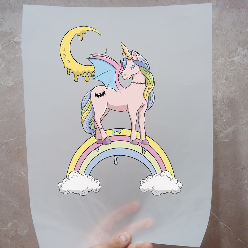 قیمت و خرید استیکر پارچه و لباس مدل dtf طرح یونیکورن کد H20.251 مجموعه 6 عددی