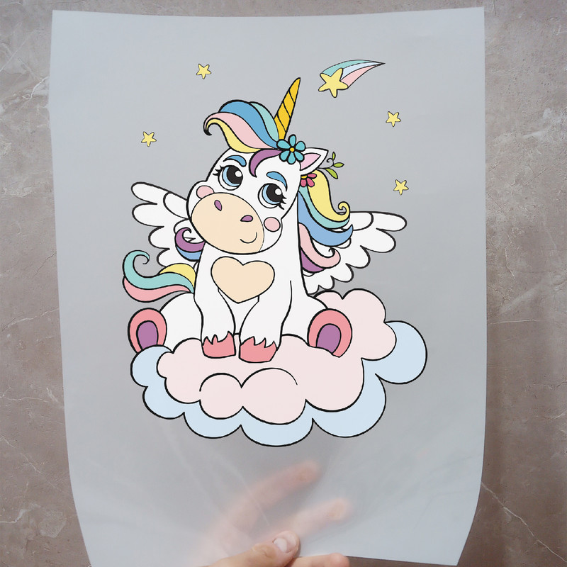 قیمت و خرید استیکر پارچه و لباس مدل dtf طرح یونیکورن کد H15.678 مجموعه 4 عددی