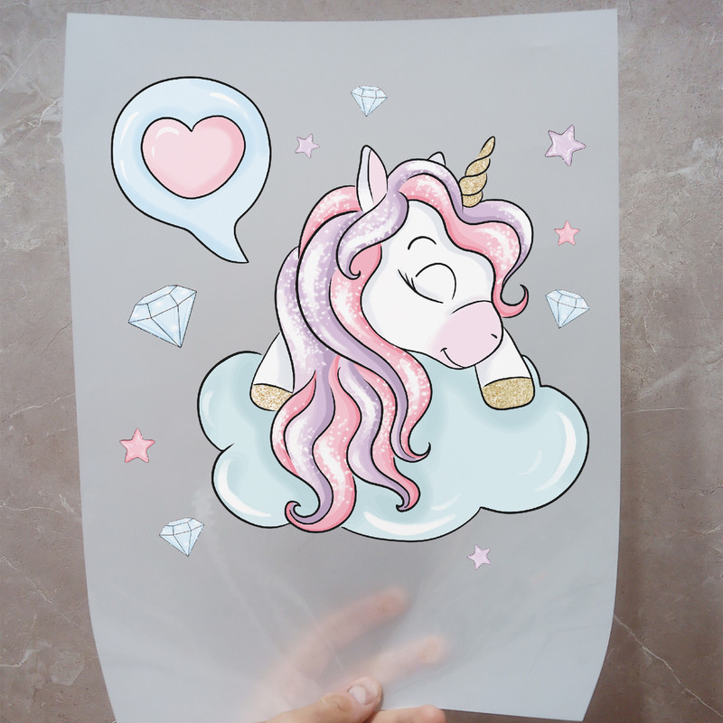 قیمت و خرید استیکر پارچه و لباس مدل dtf طرح یونیکورن کد H20.412 مجموعه 3 عددی