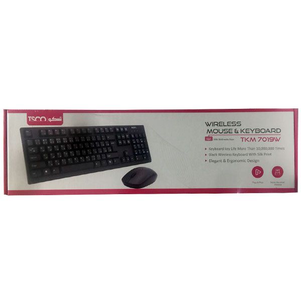 قیمت و خرید کیبورد و موس بی سیم تسکو مدل TKM 7019W