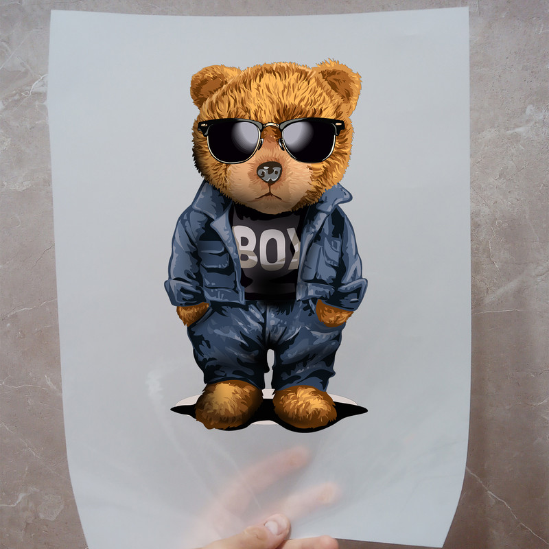 قیمت و خرید استیکر پارچه و لباس مدل dtf طرح تدی کد H15.150 مجموعه 24 عددی