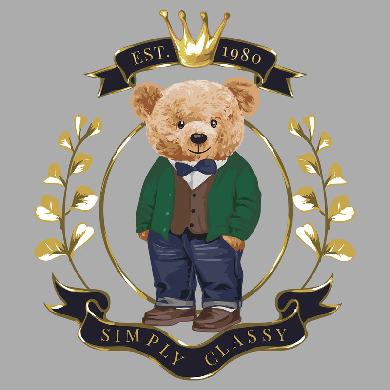 قیمت و خرید استیکر پارچه و لباس مدل dtf طرح تدی کد H15.135 مجموعه 4 عددی