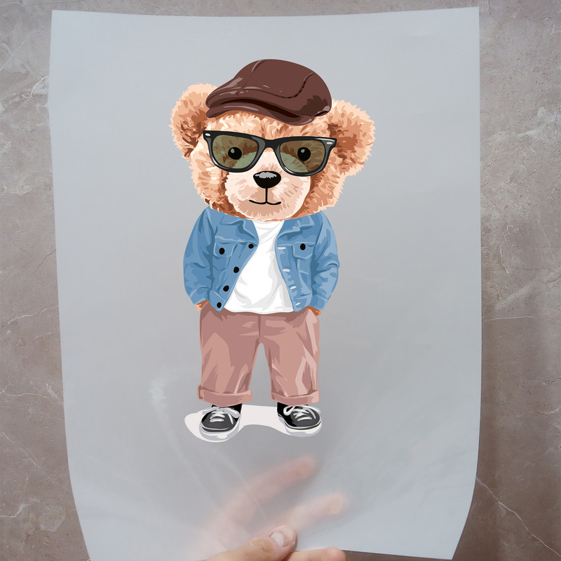 قیمت و خرید استیکر پارچه و لباس مدل dtf طرح تدی کد H15.112 مجموعه 4 عددی