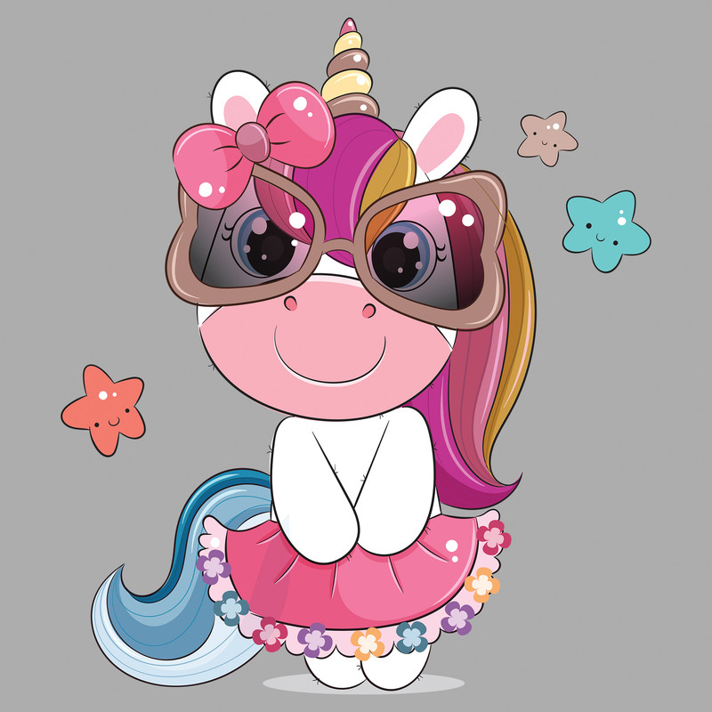 قیمت و خرید استیکر پارچه و لباس مدل dtf طرح یونیکورن کد H15.437 مجموعه 4 عددی