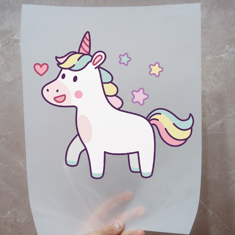 قیمت و خرید استیکر پارچه و لباس مدل dtf طرح یونیکورن کد H15.842 مجموعه 4 عددی