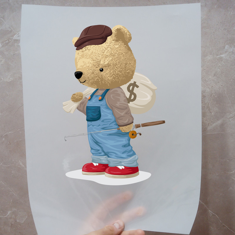 قیمت و خرید استیکر پارچه و لباس مدل dtf طرح تدی کد H15.15 مجموعه 24 عددی