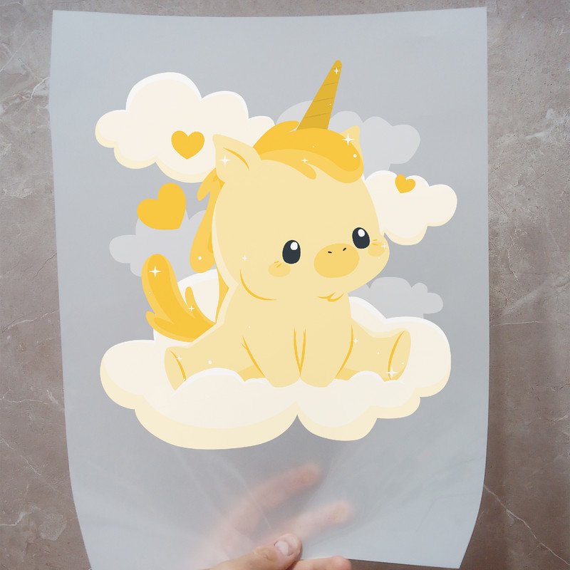 قیمت و خرید استیکر پارچه و لباس مدل dtf طرح یونیکورن کد H15.433 مجموعه 4 عددی