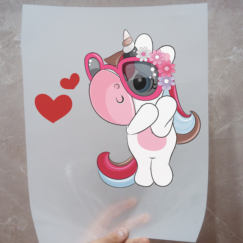 قیمت و خرید استیکر پارچه و لباس مدل dtf طرح یونیکورن کد H15.448 مجموعه 4 عددی