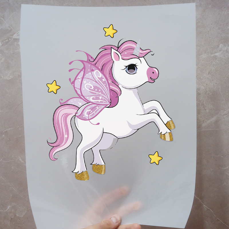 قیمت و خرید استیکر پارچه و لباس مدل dtf طرح یونیکورن کد H20.723 مجموعه 3 عددی