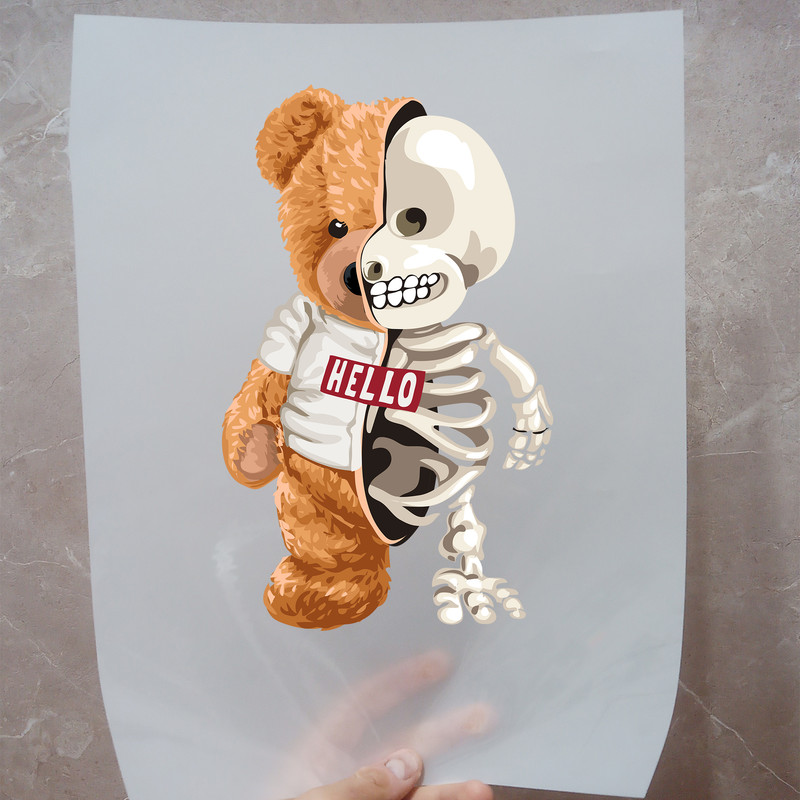 قیمت و خرید استیکر پارچه و لباس مدل dtf طرح تدی کد H20.212 مجموعه 3 عددی