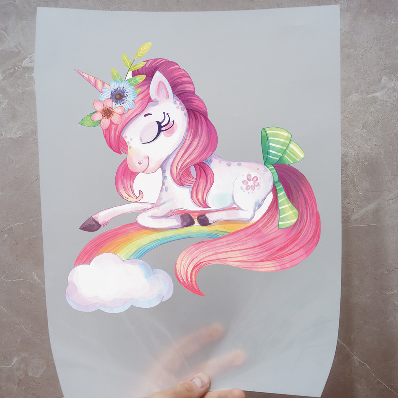 قیمت و خرید استیکر پارچه و لباس مدل dtf طرح یونیکورن کد H20.129 مجموعه 6 عددی