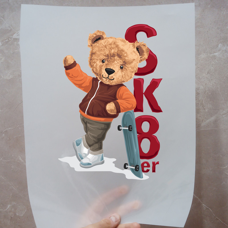 قیمت و خرید استیکر پارچه و لباس مدل dtf طرح تدی کد H30.2 مجموعه 12 عددی