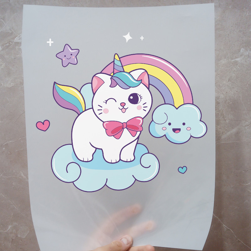 قیمت و خرید استیکر پارچه و لباس مدل dtf طرح یونیکورن کد H15.330 مجموعه 4 عددی