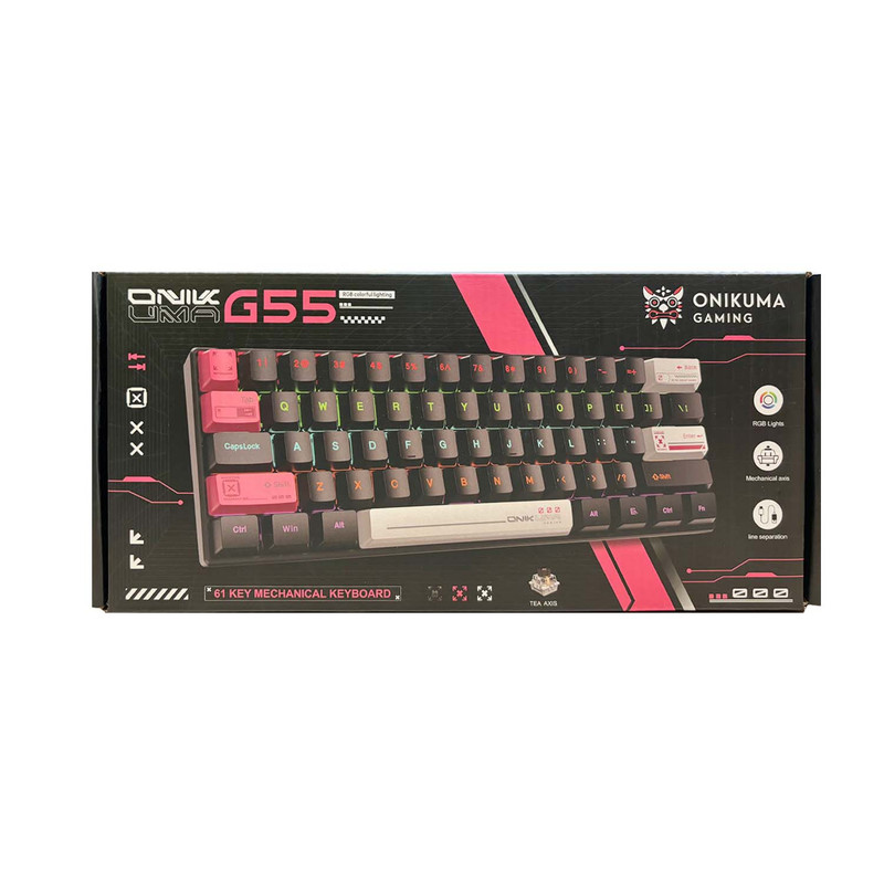 قیمت و خرید کیبورد گیمینگ اونیکوما مدل G55 RGB، مکانیکال سوییچ قهوه‌ای، Tenkeyless، نورپردازی RGB