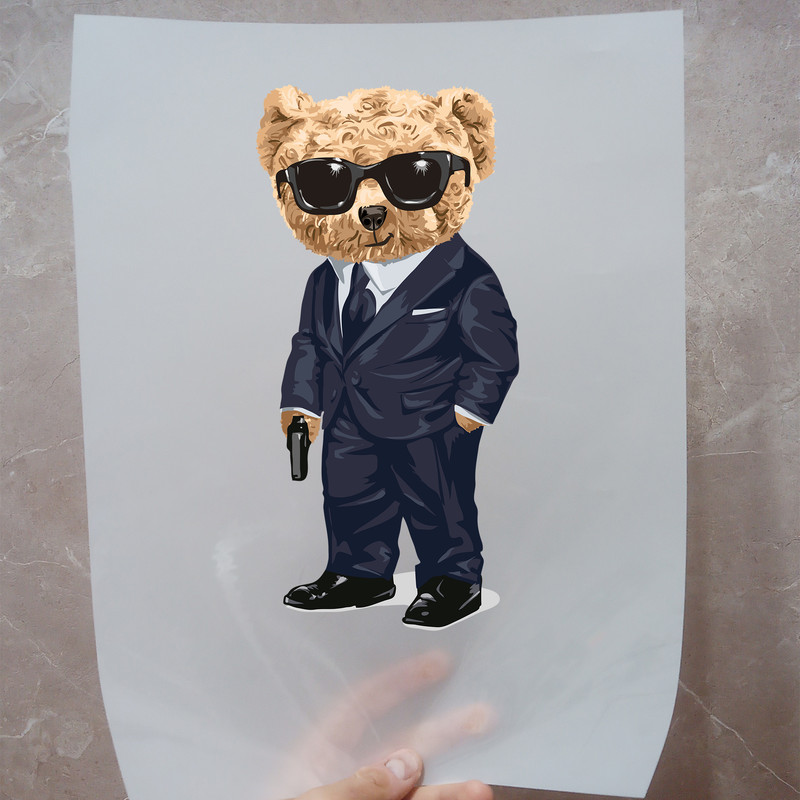 قیمت و خرید استیکر پارچه و لباس مدل dtf طرح تدی کد H15.158 مجموعه 4 عددی