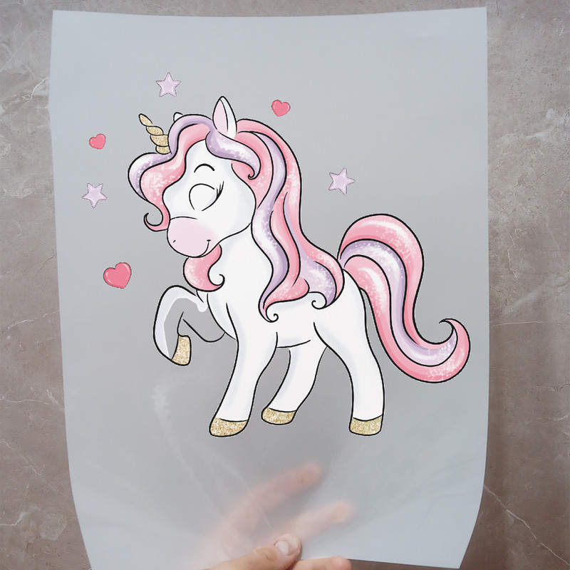 قیمت و خرید استیکر پارچه و لباس مدل dtf طرح یونیکورن کد H15.413 مجموعه 4 عددی