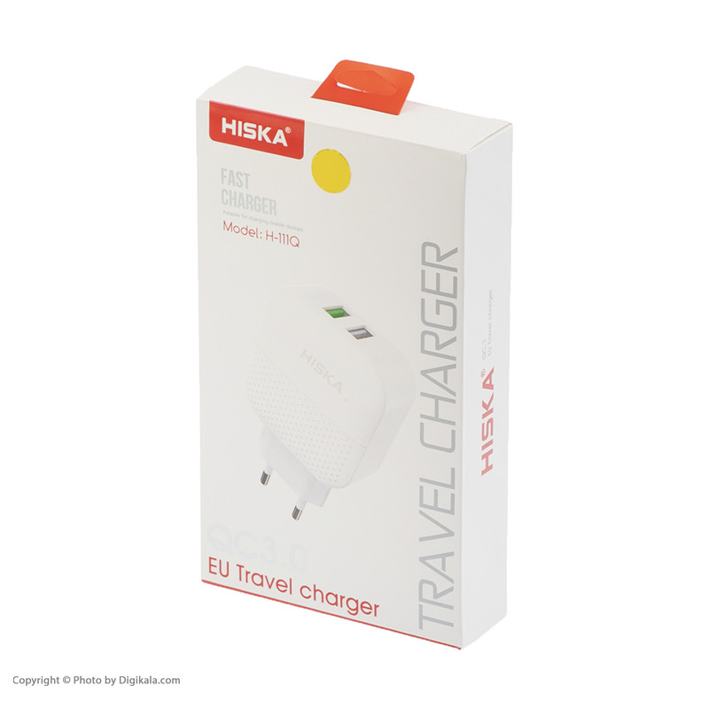 قیمت و خرید شارژر دیواری هیسکا مدل H-112PD به همراه کابل تبدیل لایتنینگ