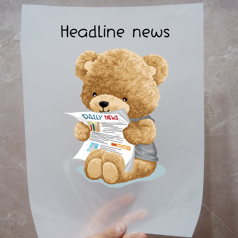 قیمت و خرید استیکر پارچه و لباس مدل dtf طرح تدی کد H20.70 مجموعه 3 عددی