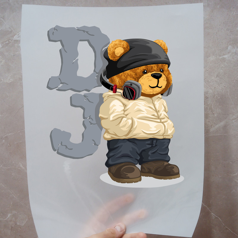 قیمت و خرید استیکر پارچه و لباس مدل dtf طرح تدی کد H20.105 مجموعه 3 عددی