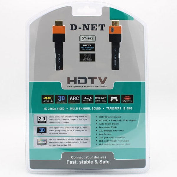 قیمت و خرید کابل HDMI دی-نت مدل DT-993 V2.0 طول 5 متر