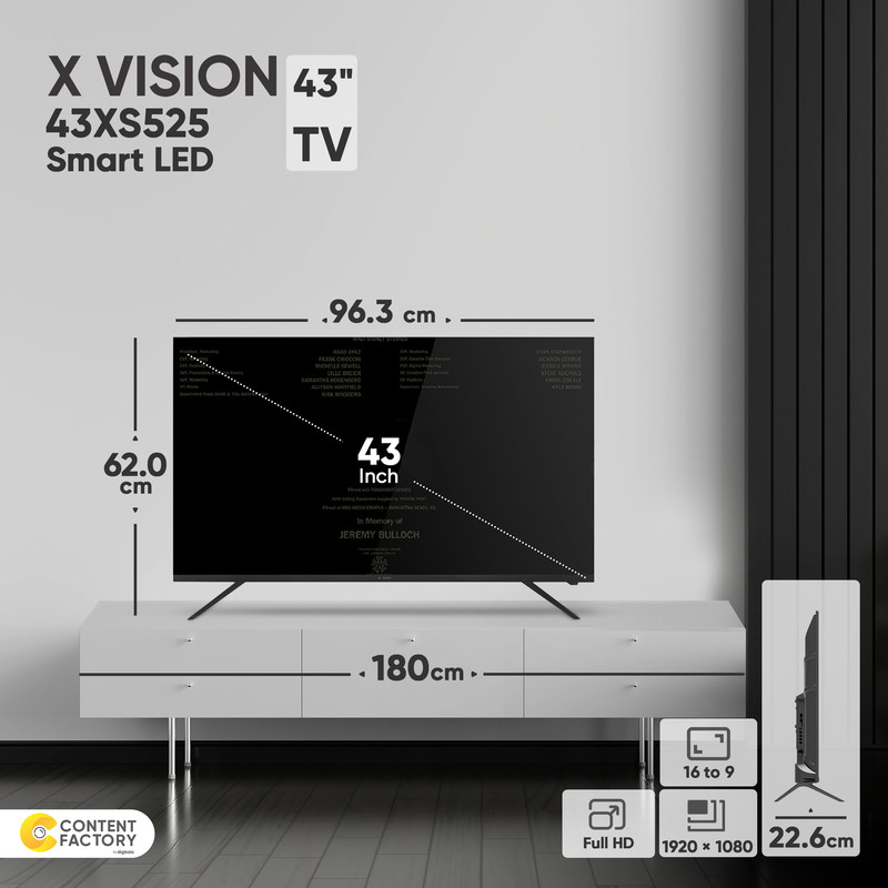 قیمت و خرید تلویزیون ال ای دی هوشمند ایکس ویژن مدل 43XS525 سایز 43 اینچ