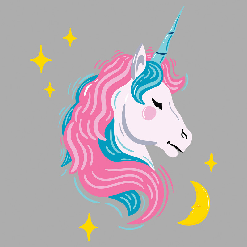 قیمت و خرید استیکر پارچه و لباس مدل dtf طرح یونیکورن کد H20.425 مجموعه 6 عددی