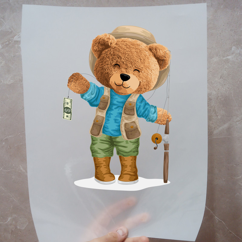 قیمت و خرید استیکر پارچه و لباس مدل dtf طرح تدی کد H20.13 مجموعه 3 عددی