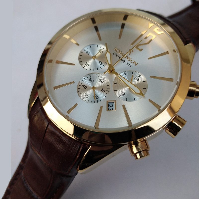 قیمت و خرید ساعت مچی عقربه‌ای مردانه رومانسون مدل بندچرمی کرنوگراف سه ...
