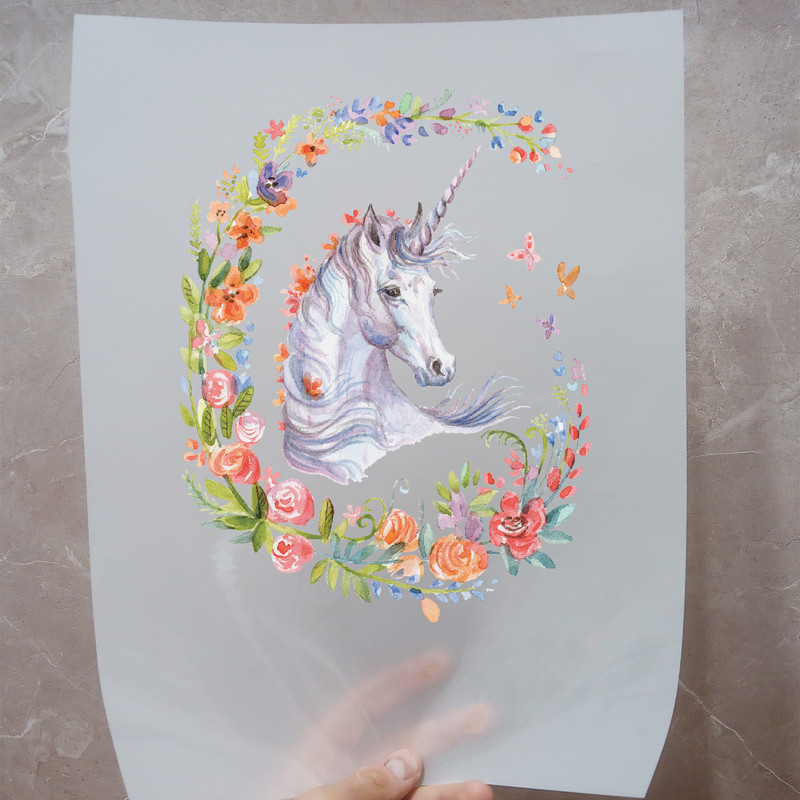 قیمت و خرید استیکر پارچه و لباس مدل dtf طرح یونیکورن کد H20.550 مجموعه 6 عددی