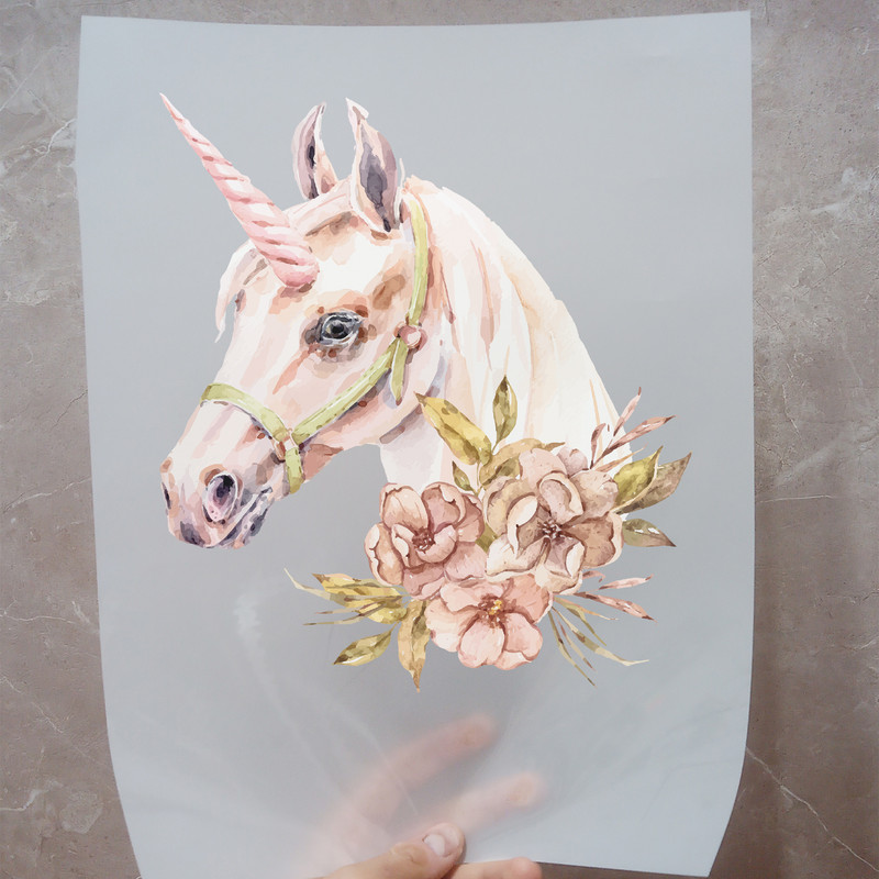 قیمت و خرید استیکر پارچه و لباس مدل dtf طرح یونیکورن کد H15.144 مجموعه 4 عددی