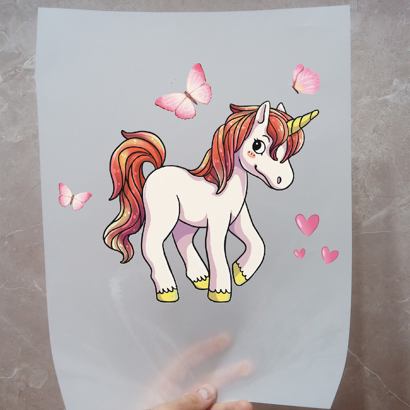 قیمت و خرید استیکر پارچه و لباس مدل dtf طرح یونیکورن کد H15.507 مجموعه 4 عددی