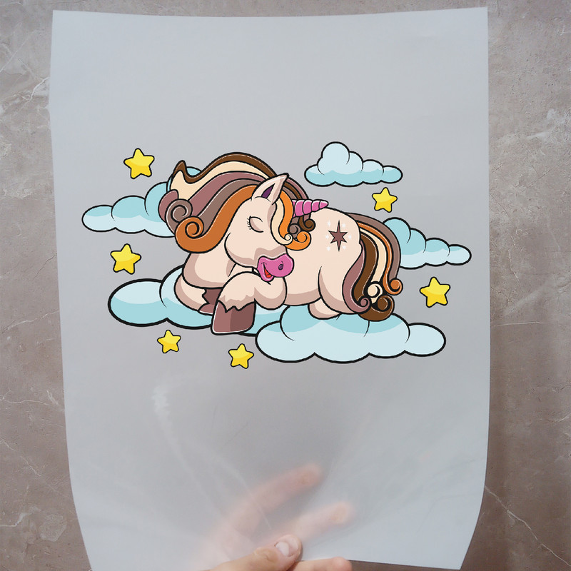 قیمت و خرید استیکر پارچه و لباس مدل dtf طرح یونیکورن کد H15.676 مجموعه 4 عددی