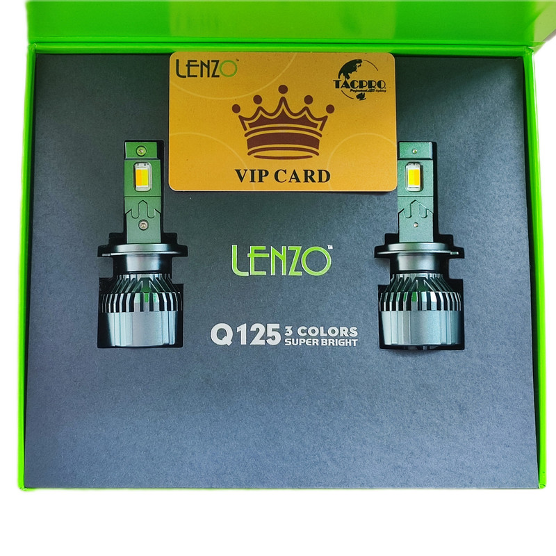 قیمت و خرید هدلایت لامپ خودرو لنزو مدل Q125 سه رنگ پایه H7 بسته دو عددی