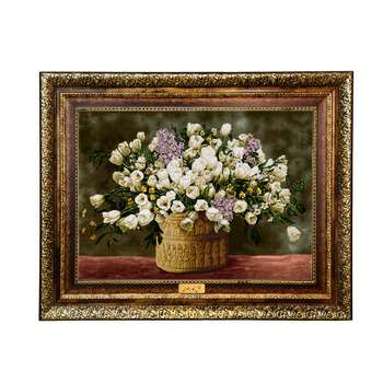 قیمت و خرید تابلو فرش ماشینی نقش نگار رضوی طرح گل کد 2148H